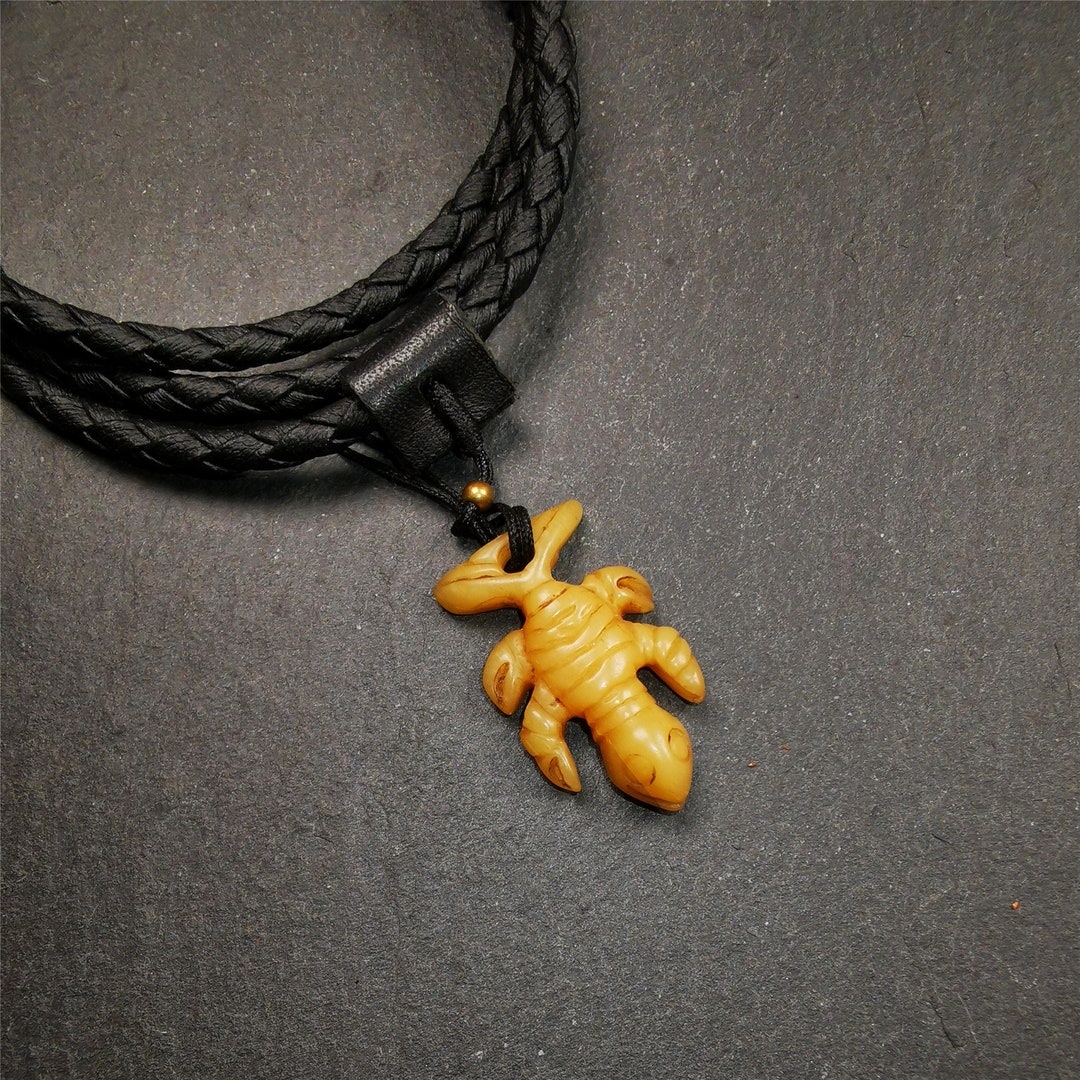 Gandhanra Handmade Tibetan Amulet,yak Bone Carved Scorpion Guru of ...