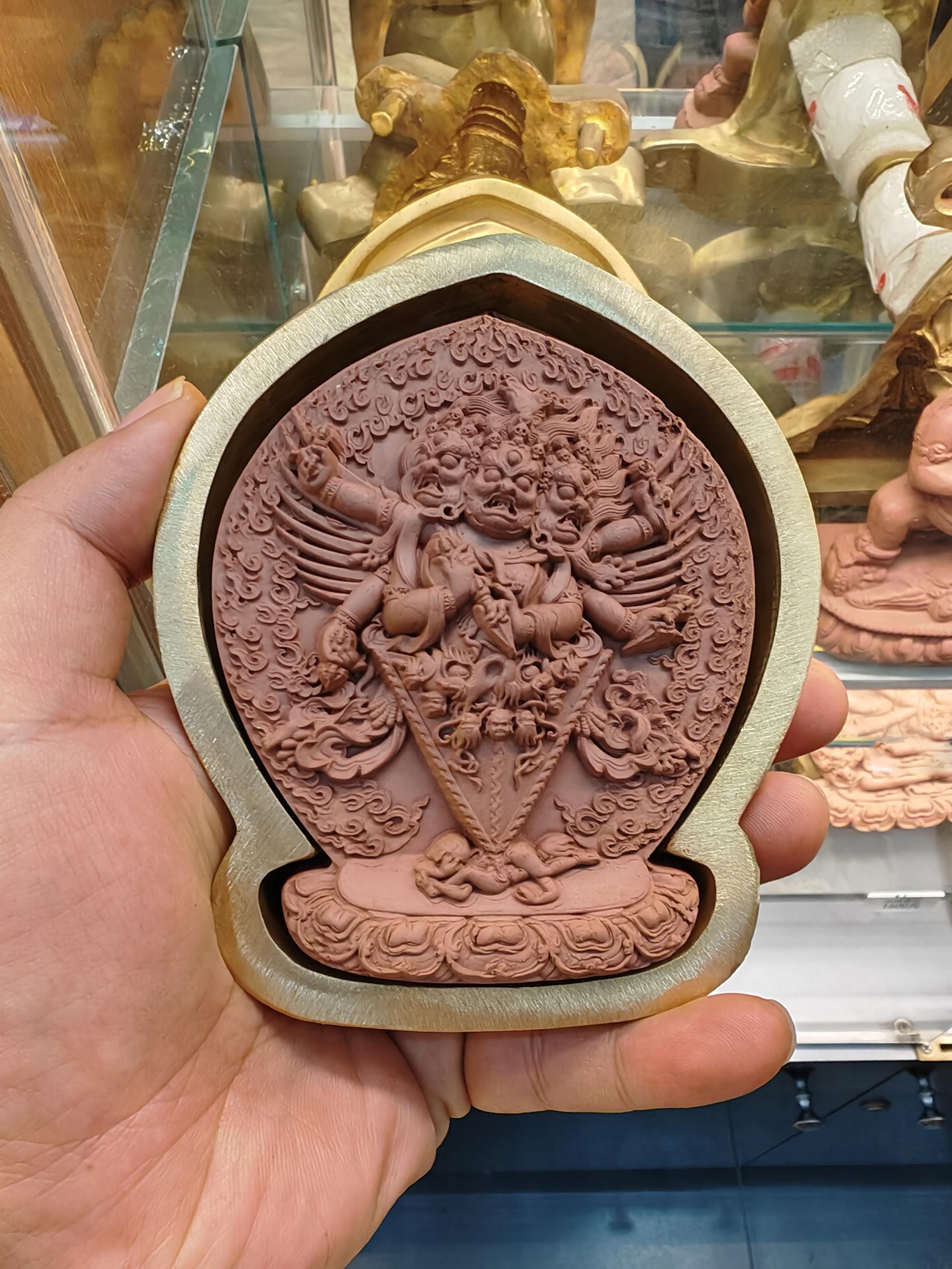 3 Faced 6 Armed Black Hayagriva Tsa Tsa Mold - 11cm Height: Tibetan ...