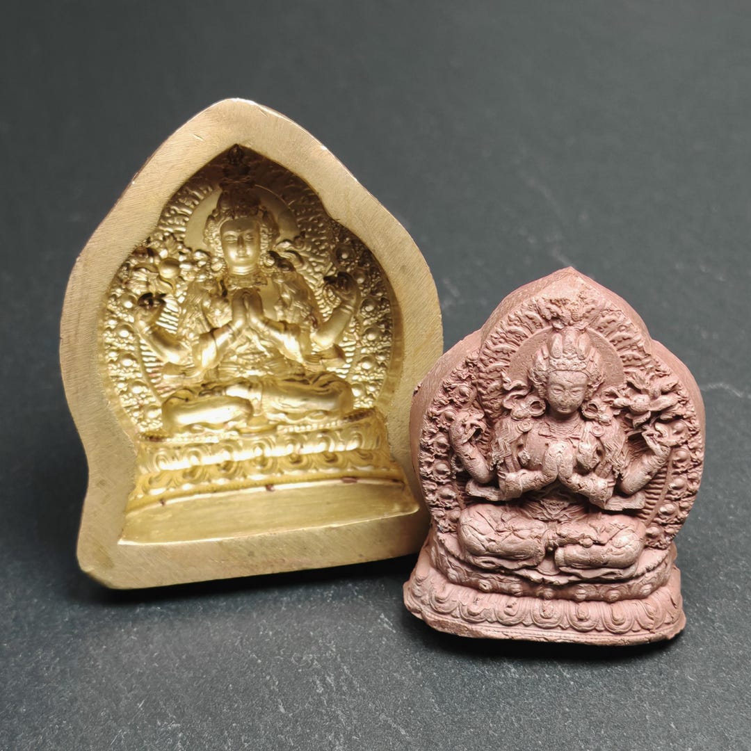 Chenrezig Tsa Tsa Mold,old Version 4.5cm Height, Gandhanra Unique ...