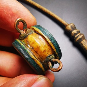 Gandhanra Yak Bone Carved Damaru Drum,mini Spiritual Tantric Buddhist ...