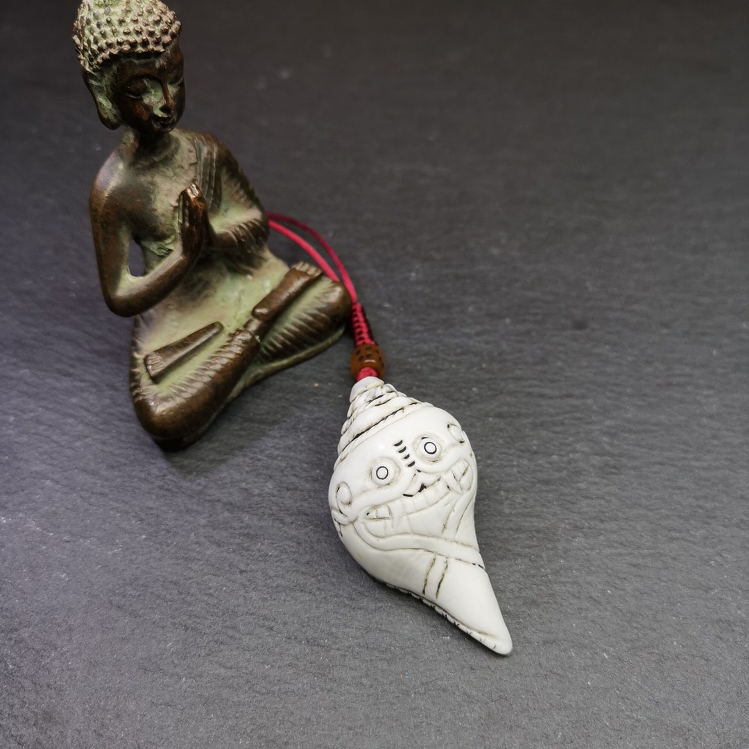 Gandhanra Tibetan Buddhism Amulet,hand Carved White Conch Shell Shankha ...