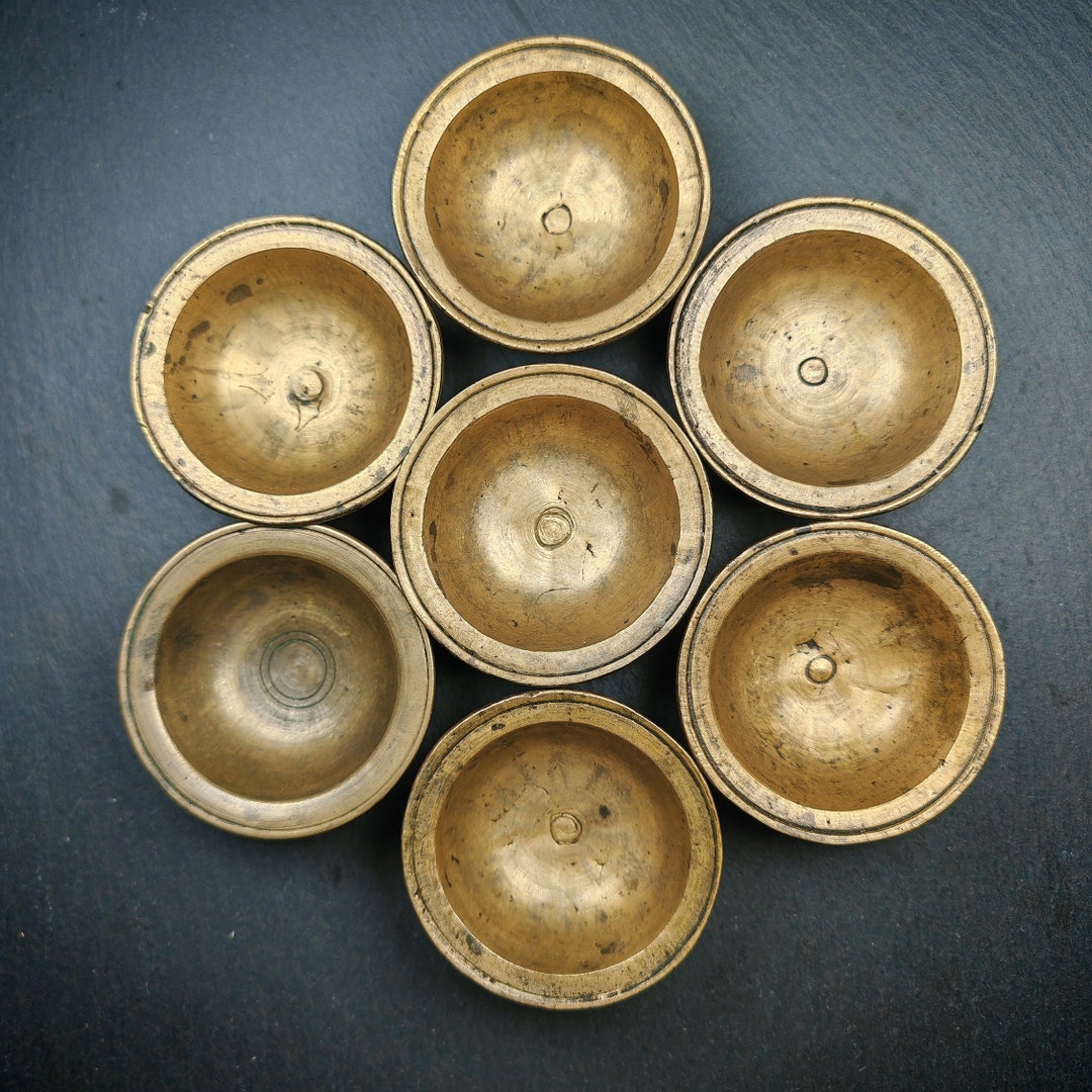 Authentic 19th Tibetan Buddhist Butter Lamp Set | Water Offering Bowls ...