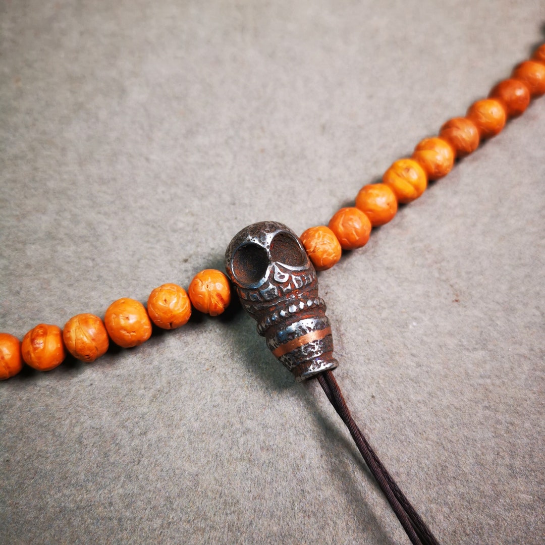 Gandhanra Cold Iron Guru Bead, T-drilled 3-hole Mala Bead, Prayer Bead ...