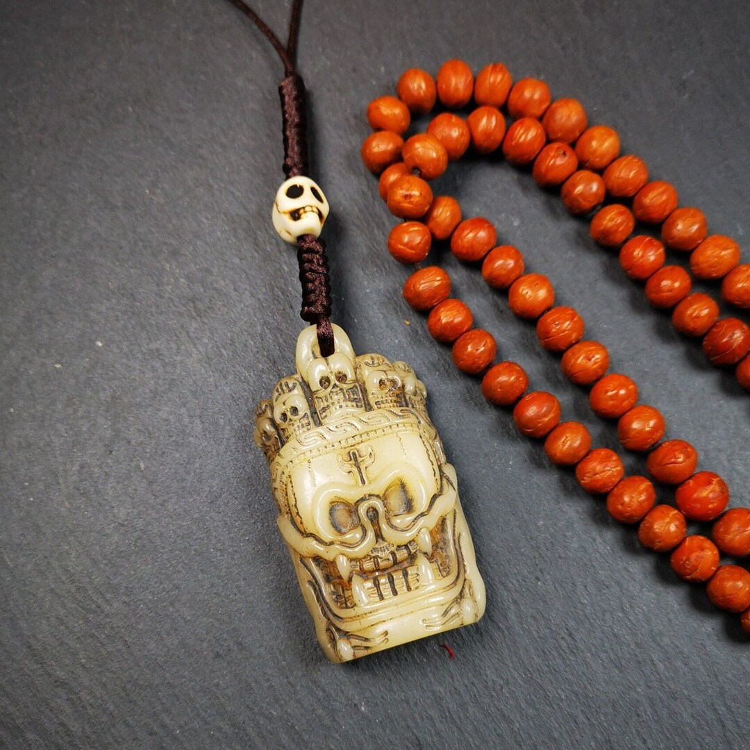 Gandhanra Tibetan Amulet,yak Bone Carved Skull Masters of Sitavana ...