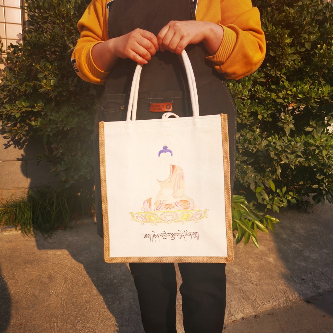 Gandhanra Handmade Linen Tote Bag,shoulder Bag,printed With Tibetan ...