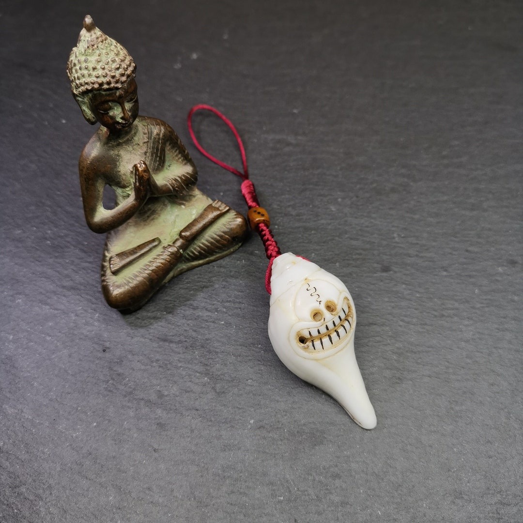 Gandhanra Tibetan Buddhism Amulet,hand Carved White Conch Shell Shankha ...