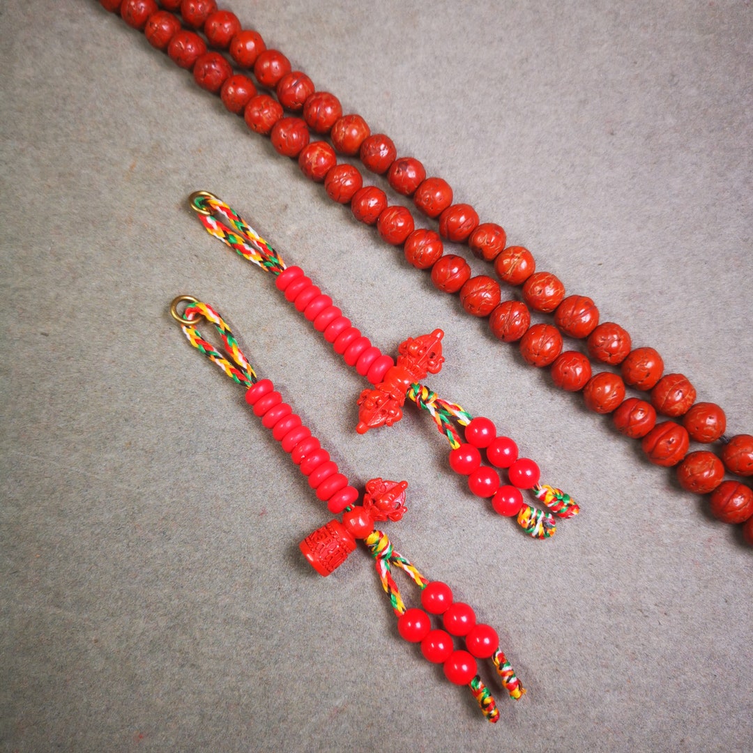 Gandhanra Red Cinnabar Tibetan Buddhist Mala Counters,prayer Bead ...