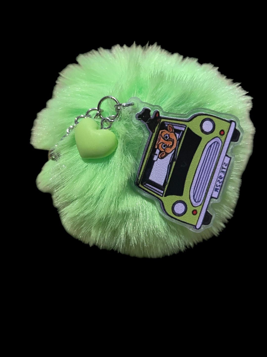 Bright Green Nostalgic British Mr Bean Cartoon Pom Pom Keyring Keychain ...