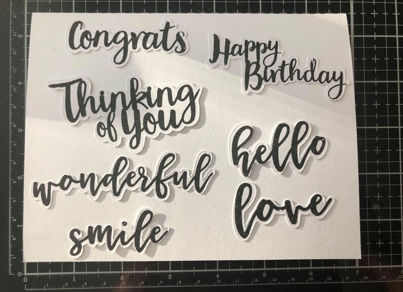 Stamped Word Sentiments, Cardstock - Etsy