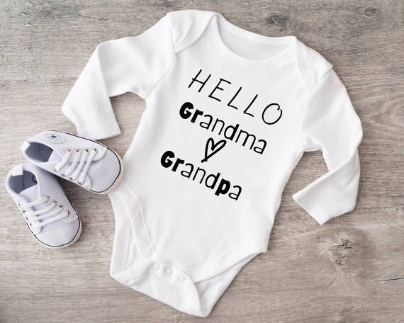Hello Grandma and Grandpa Onesie Grandparents Onesie Newborn | Etsy