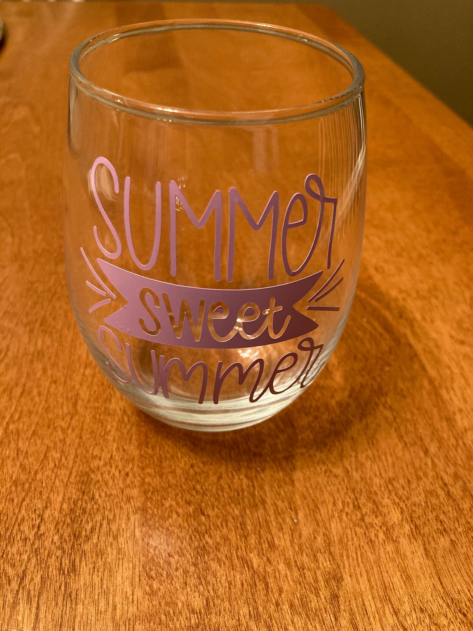 Summer Sweet Summer/ Stemless Wine Glass/ Custom Wine Glass/ Summer ...