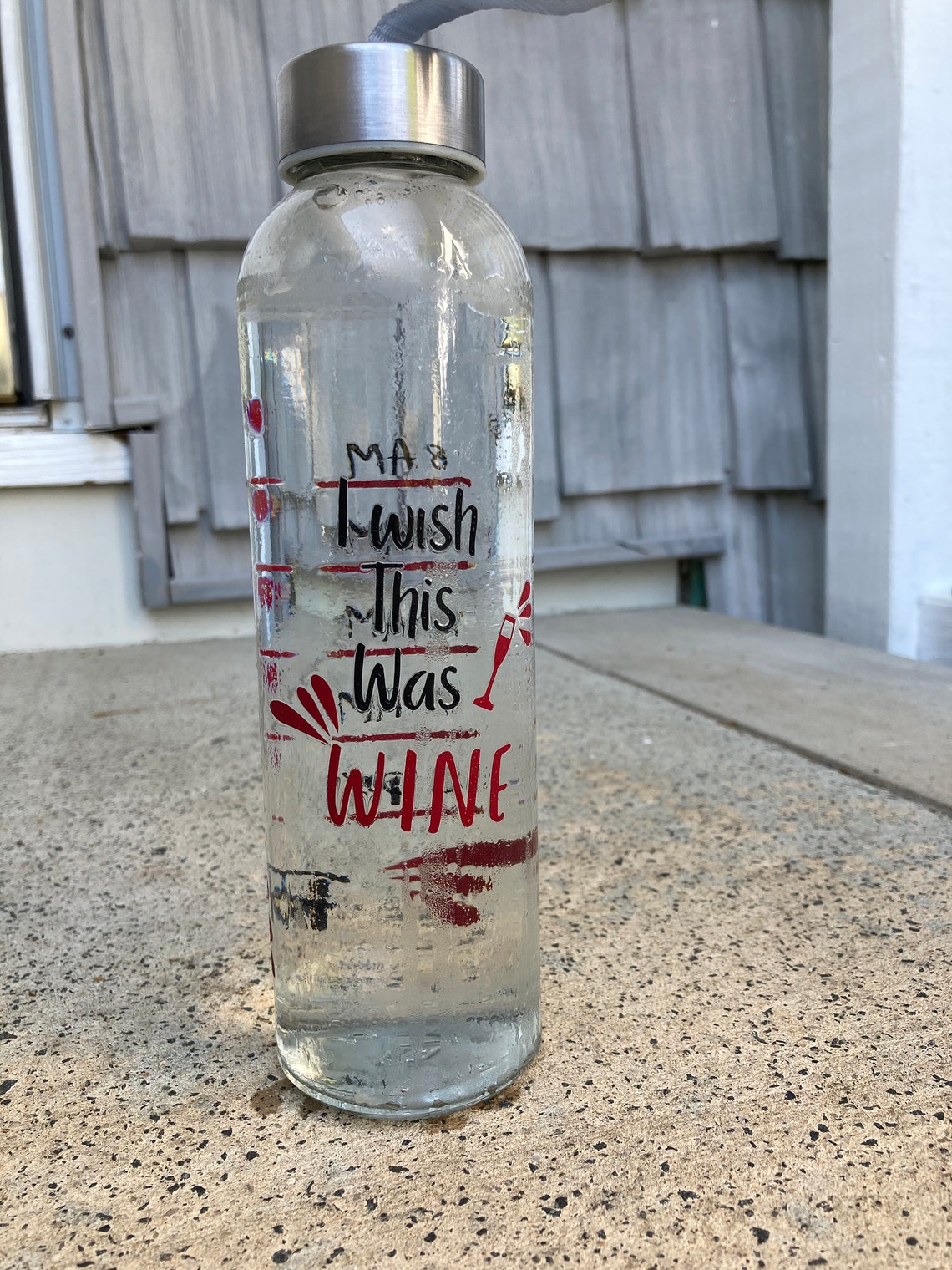 I Wish It Was Wine/ Motivational Water Bottle/ Water Bottle Tracker ...
