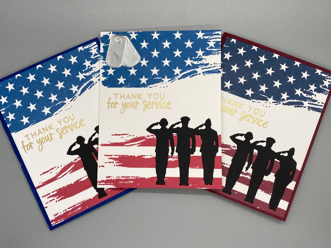 Handmade Military Appreciation Card: American Flag Thank You Card - Etsy