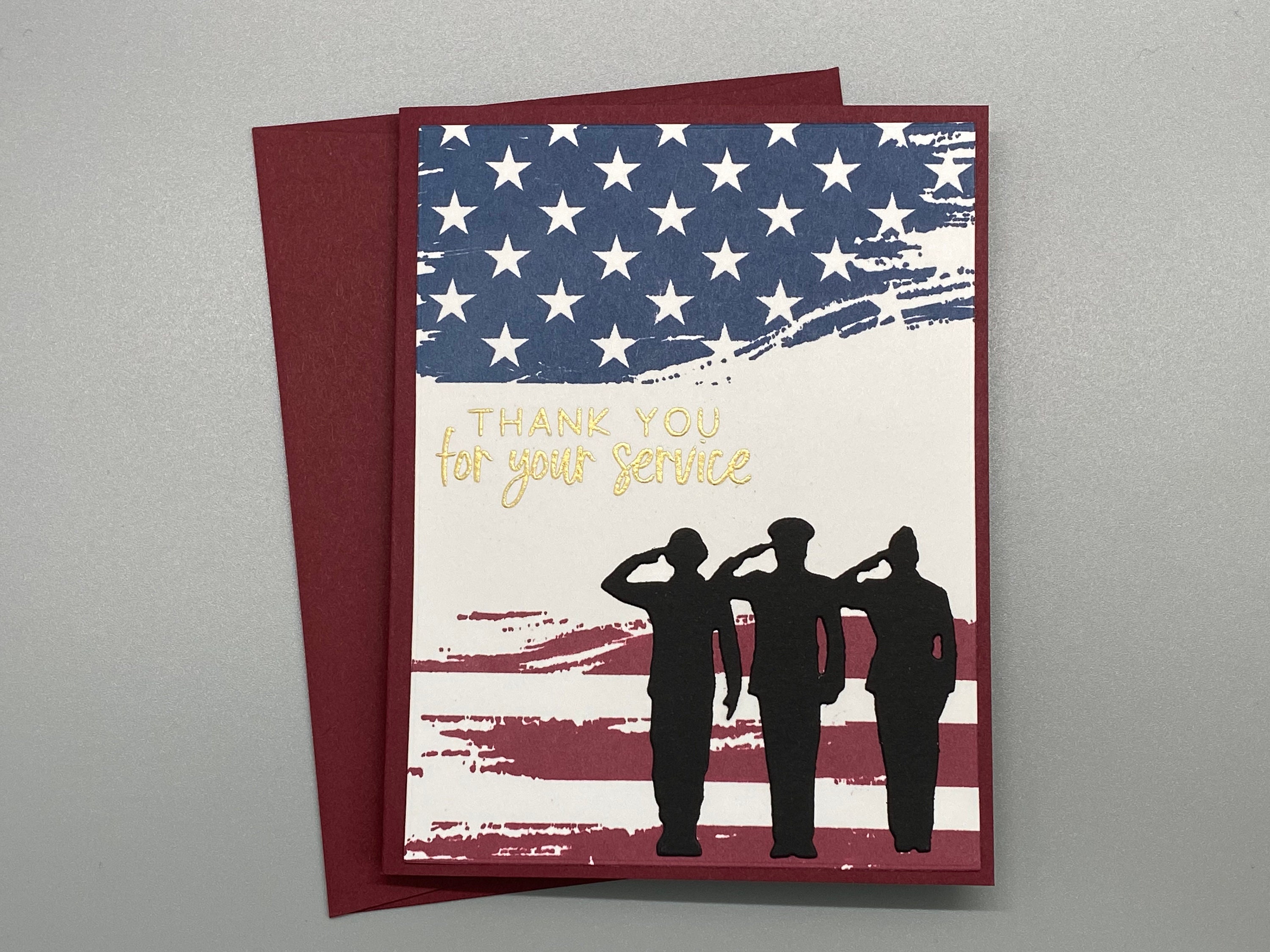 Handmade Military Appreciation Card: American Flag Thank You Card - Etsy