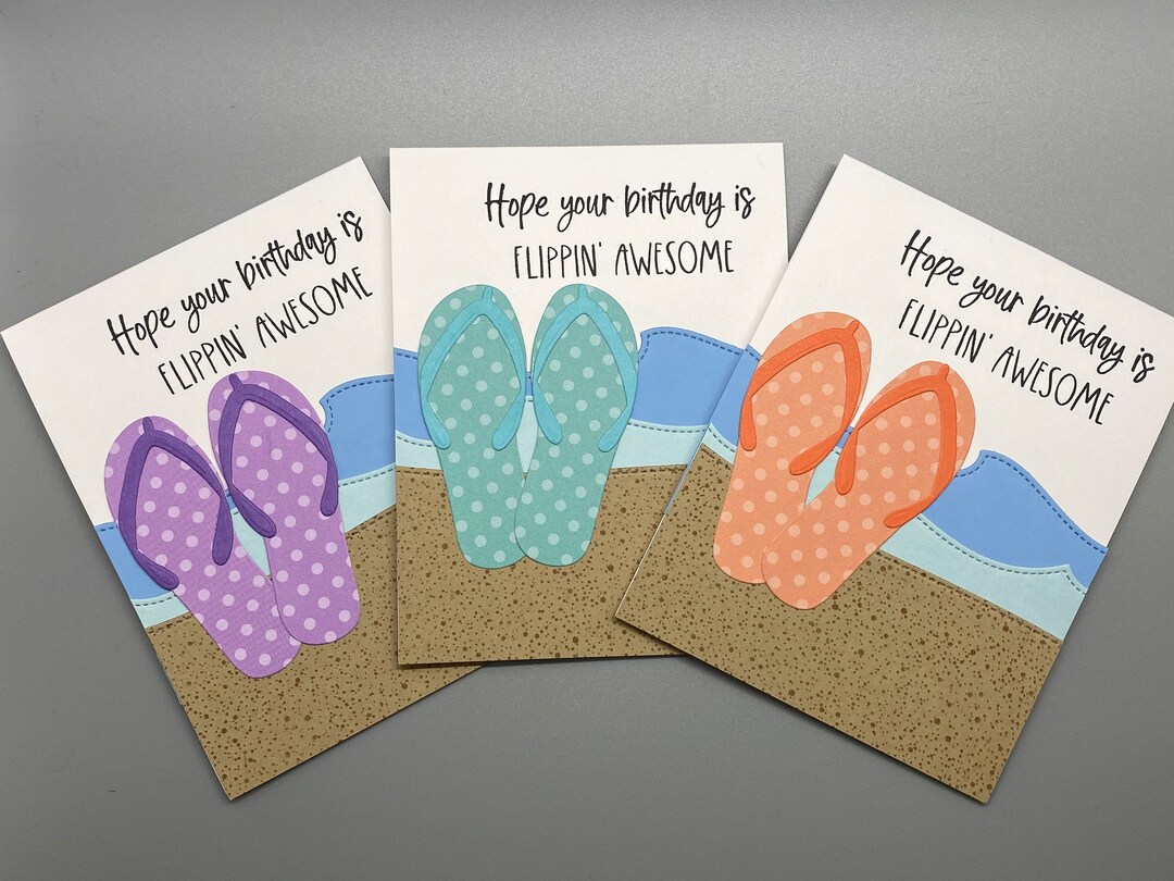 Beach Themed Birthday Card, Ocean Celebration Card, Handmade Greeting ...