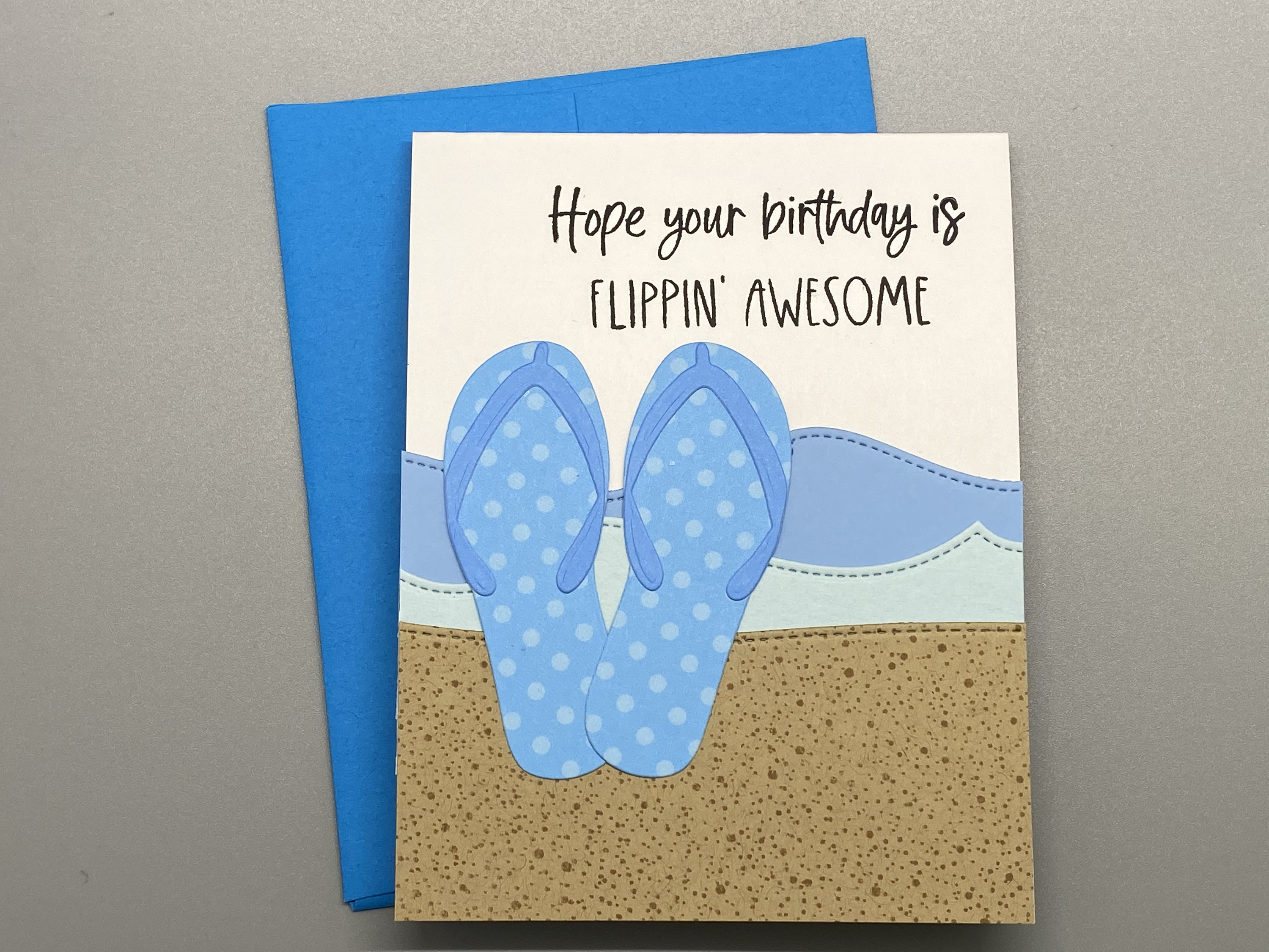 Beach Themed Birthday Card, Ocean Celebration Card, Handmade Greeting ...