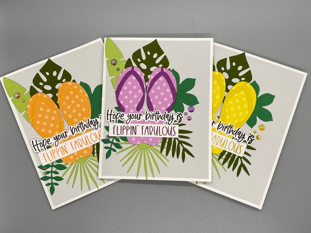 Tropical Birthday Card, Beach Themed Celebration Card, Handmade ...