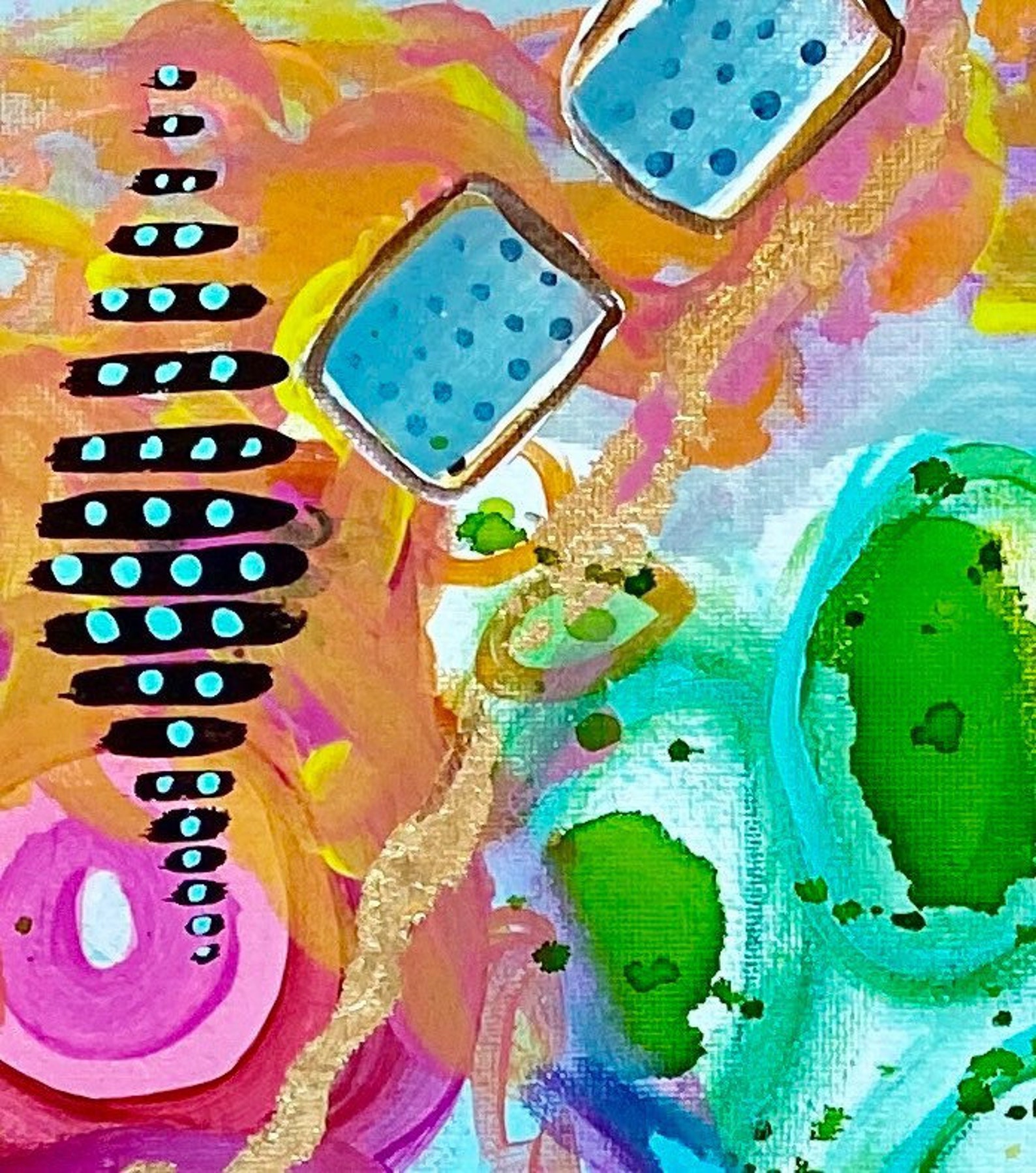 Vibrant Abstract Painting on Canvas ROUNDABOUT | Etsy