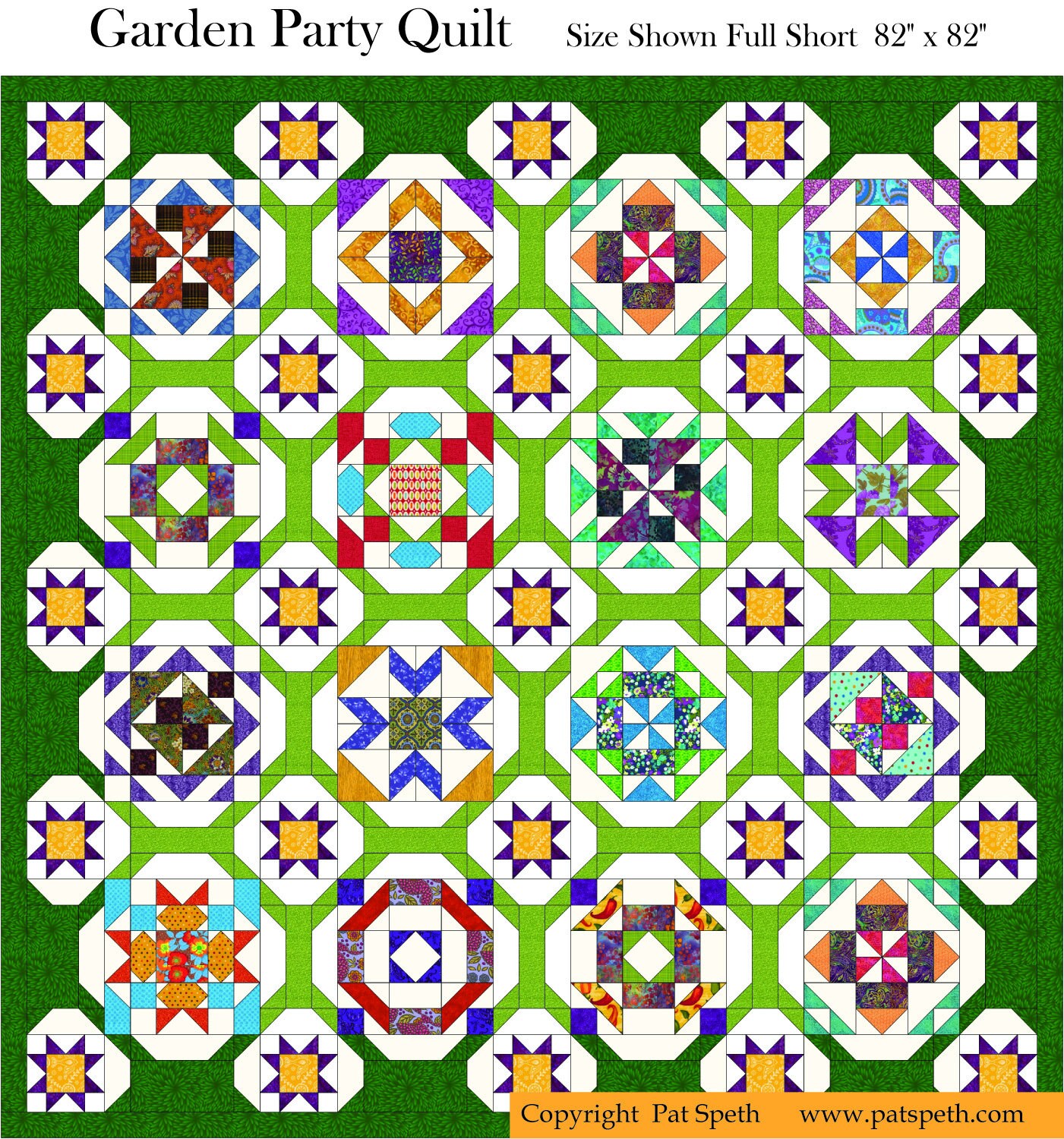 Garden Party Quilt Pattern in 5 Sizes PDF Download Nickel Quilt by Pat ...