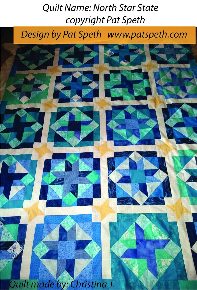 North Star State Quilt Pattern PDF Download Nickel Quilt by Pat Speth ...