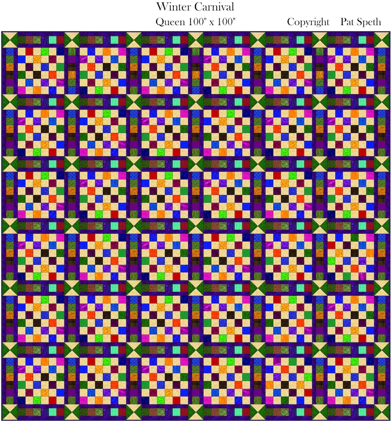 Winter Carnival Quilt Pattern in 6 Sizes PDF Download Nickel Quilt by ...