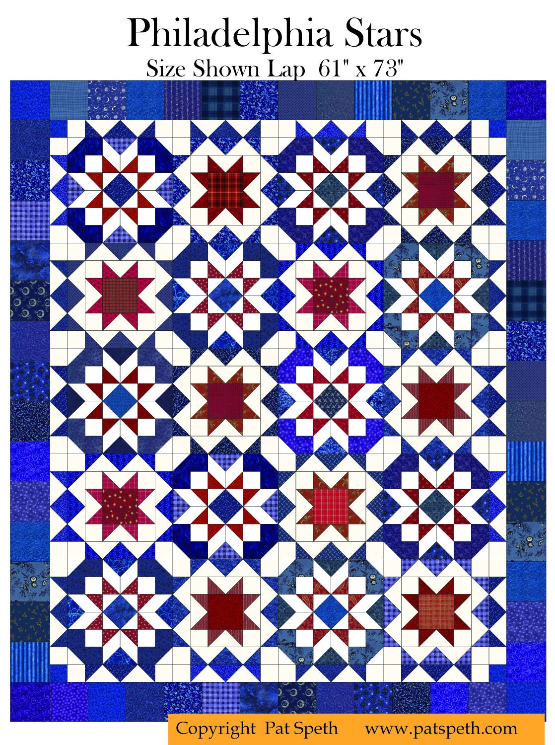 Philadelphia Stars Quilt Pattern in 5 Sizes PDF Download Nickel Quilt ...