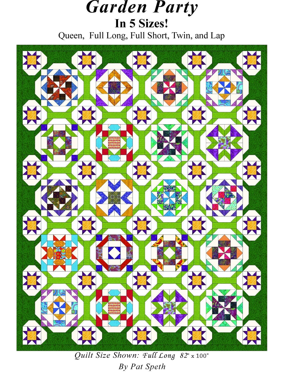 Garden Party Quilt Pattern in 5 Sizes PDF Download Nickel Quilt by Pat ...