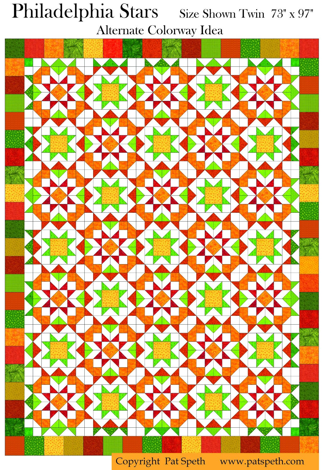Philadelphia Stars Quilt Pattern in 5 Sizes PDF Download Nickel Quilt ...