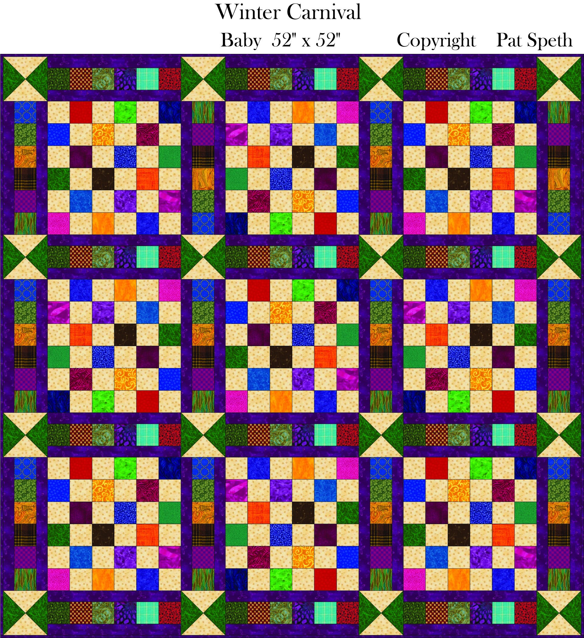 Winter Carnival Quilt Pattern in 6 Sizes PDF Download Nickel Quilt by ...