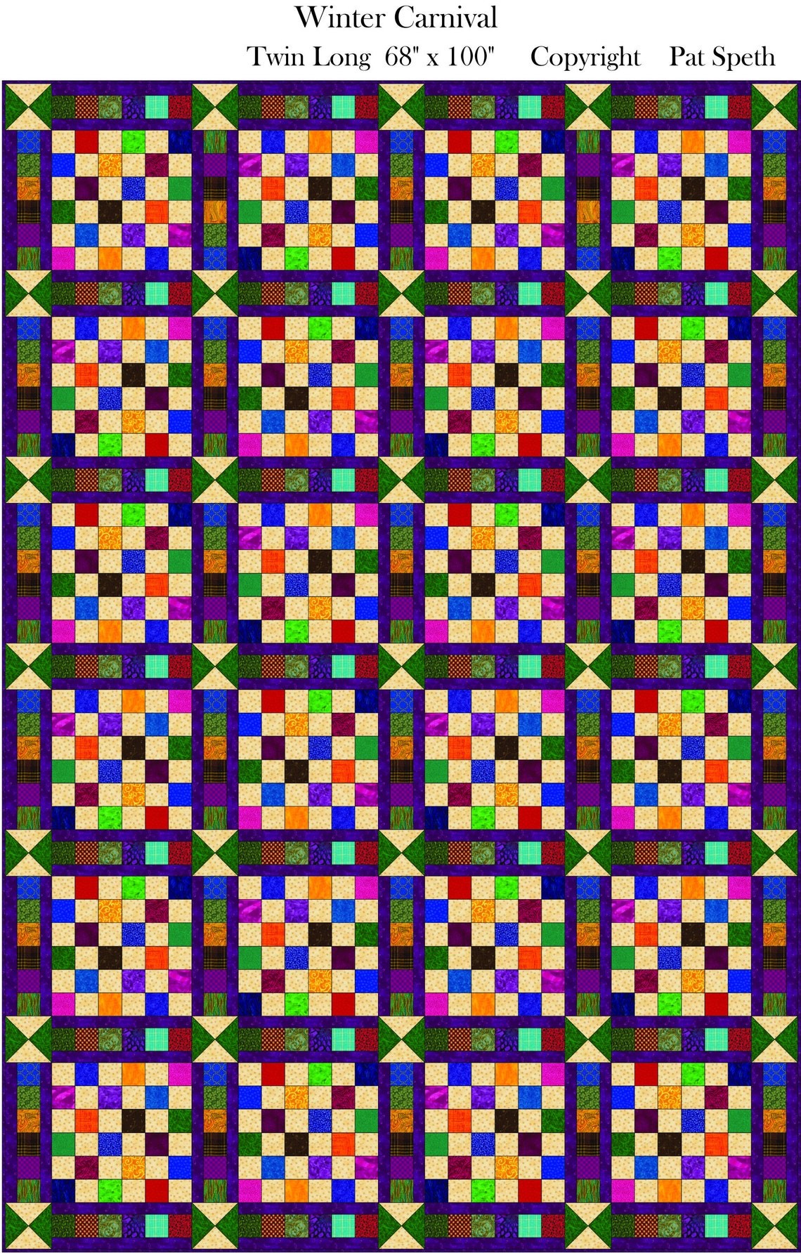 Winter Carnival Quilt Pattern in 6 Sizes PDF Download Nickel Quilt by ...