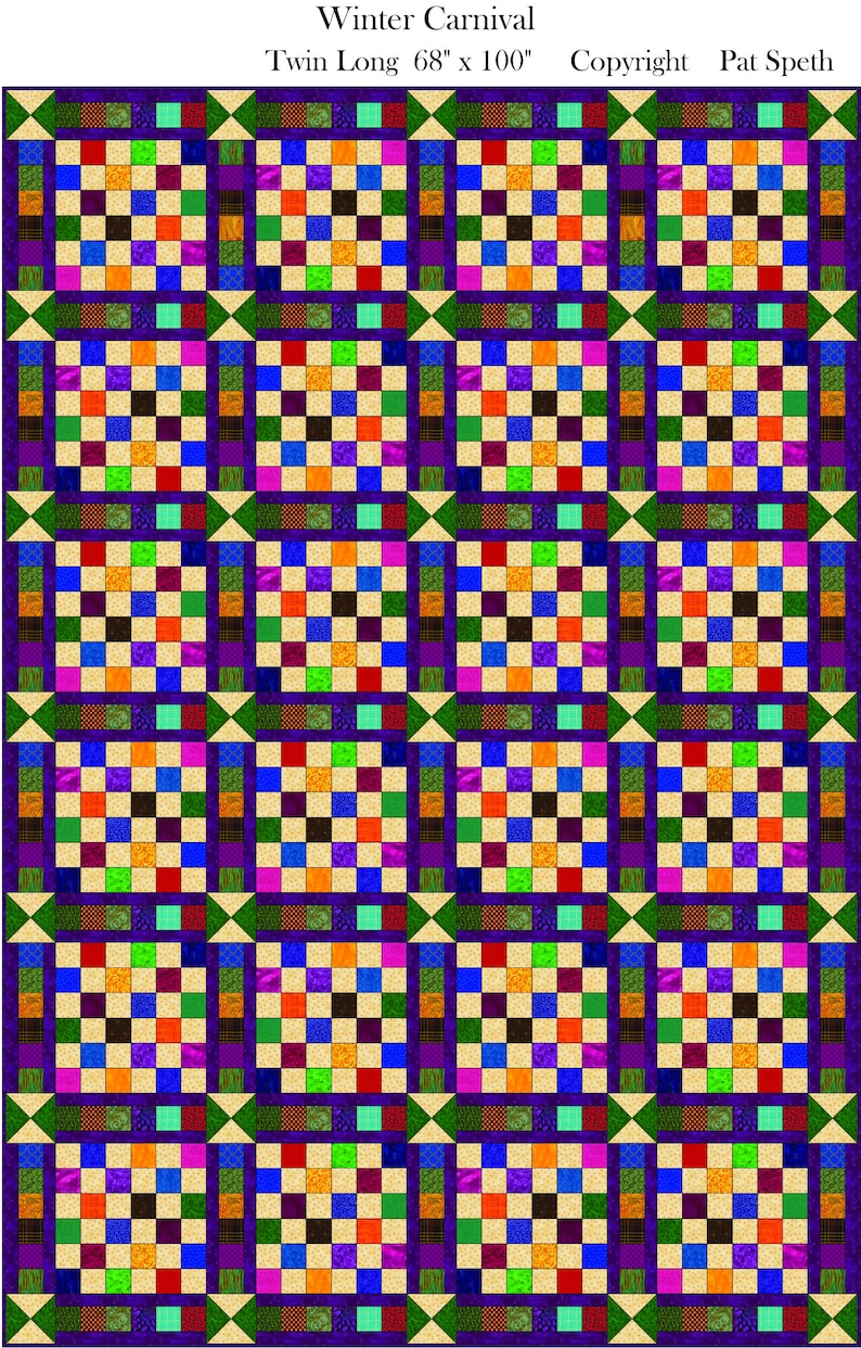 Winter Carnival Quilt Pattern in 6 Sizes PDF Download Nickel Quilt by ...
