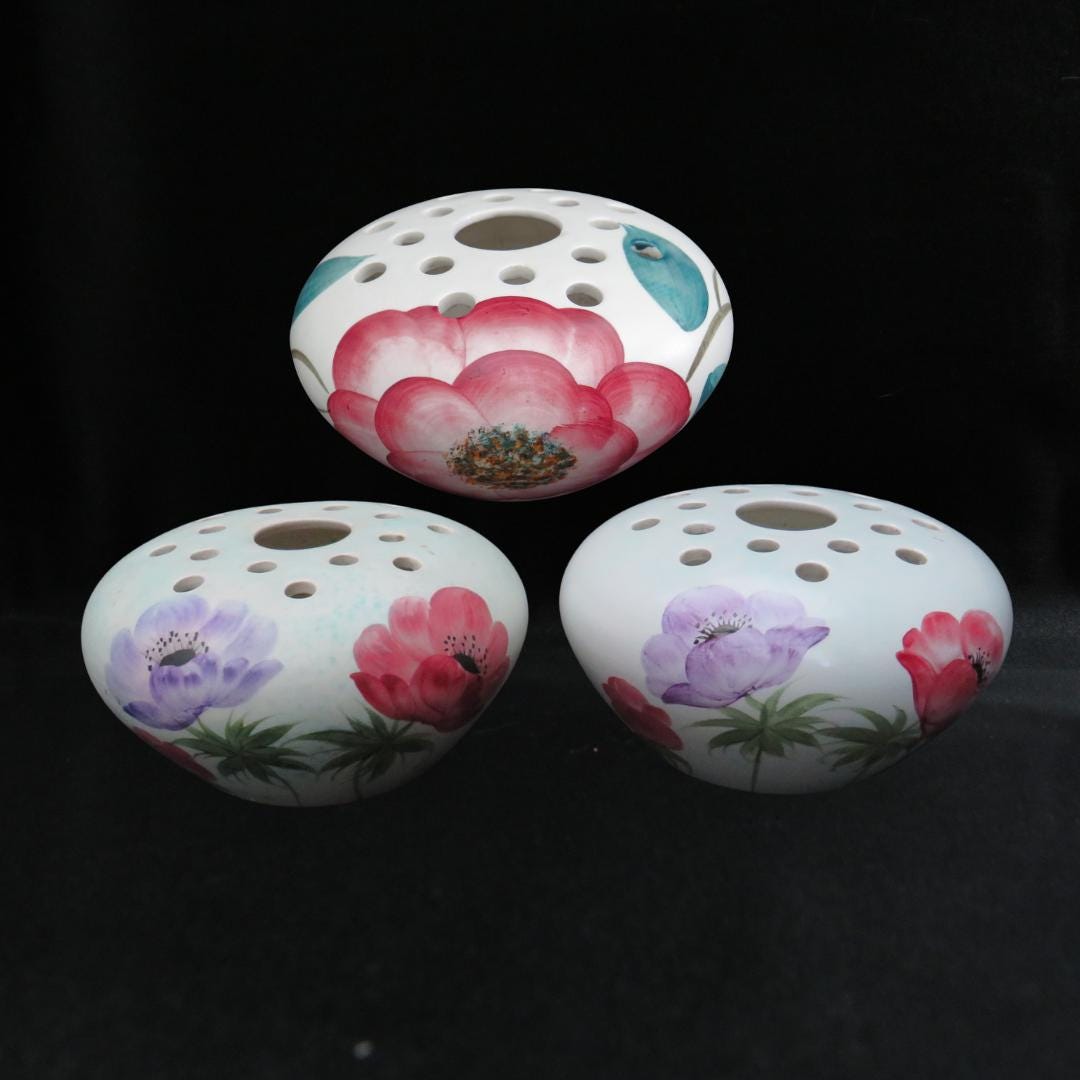 E Radford England Hand Painted Pottery Flower Frog Vase - Etsy