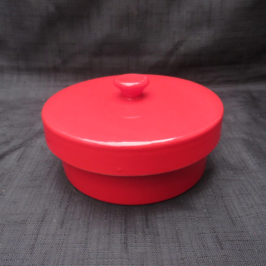 Ceramic Red Round Butter Dish - Etsy