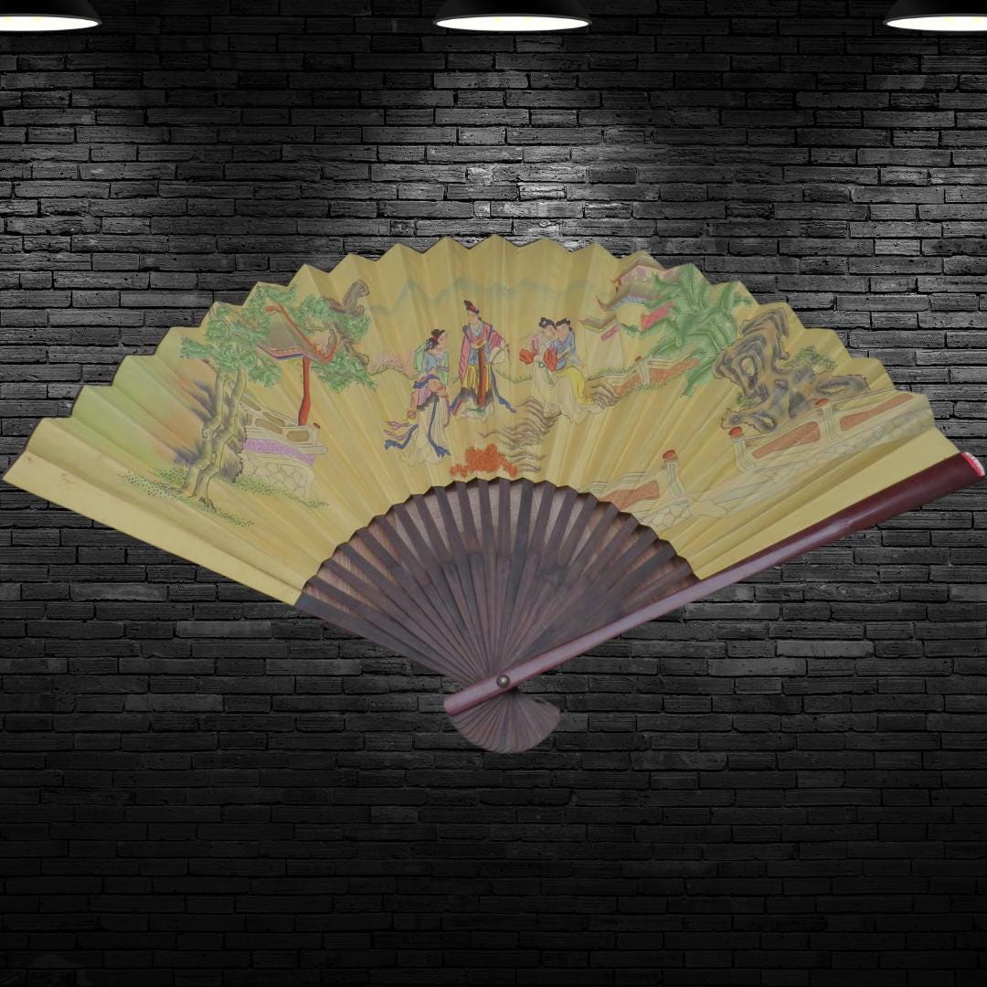 Vintage Fu Jian Large Chinese Hand-painted Wall Fan - Etsy