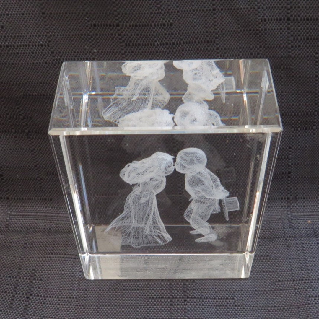 3D Crystal Laser Etched Cube Paperweight - Etsy
