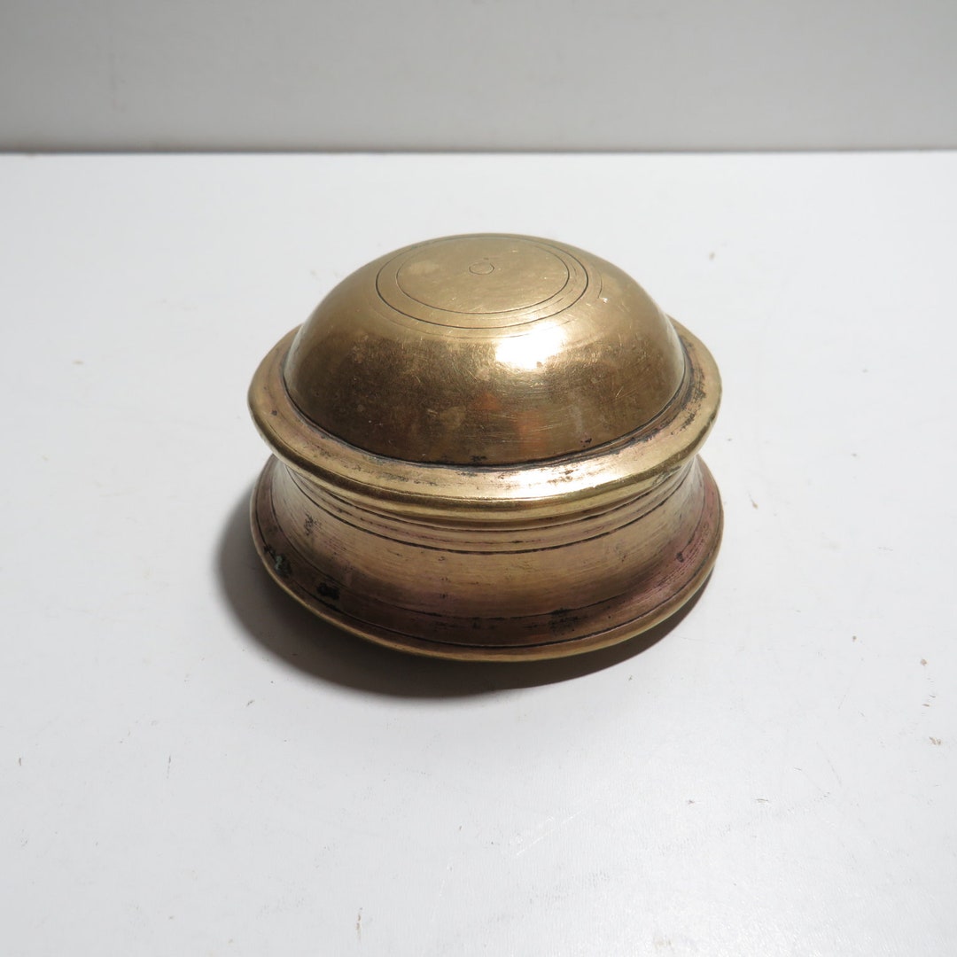 Vintage Round Brass Small Box With Dome Lid - Etsy