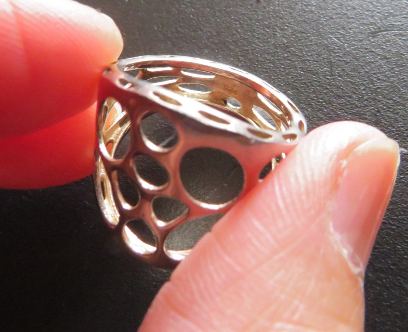 925 Sterling Silver Wide Holes Ring Size Q - Etsy