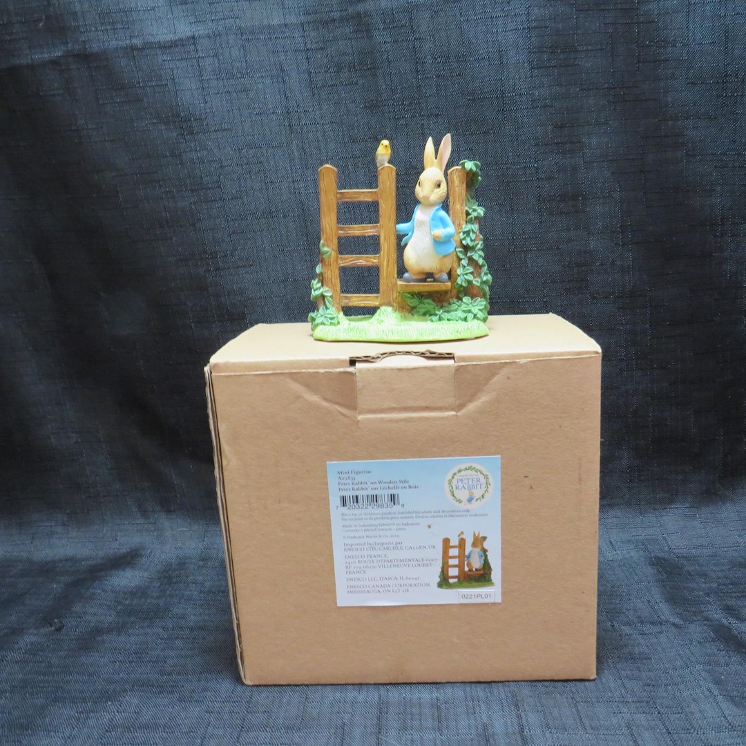 Beatrix Potter Peter Rabbit on Wooden Stile Figurine - Etsy