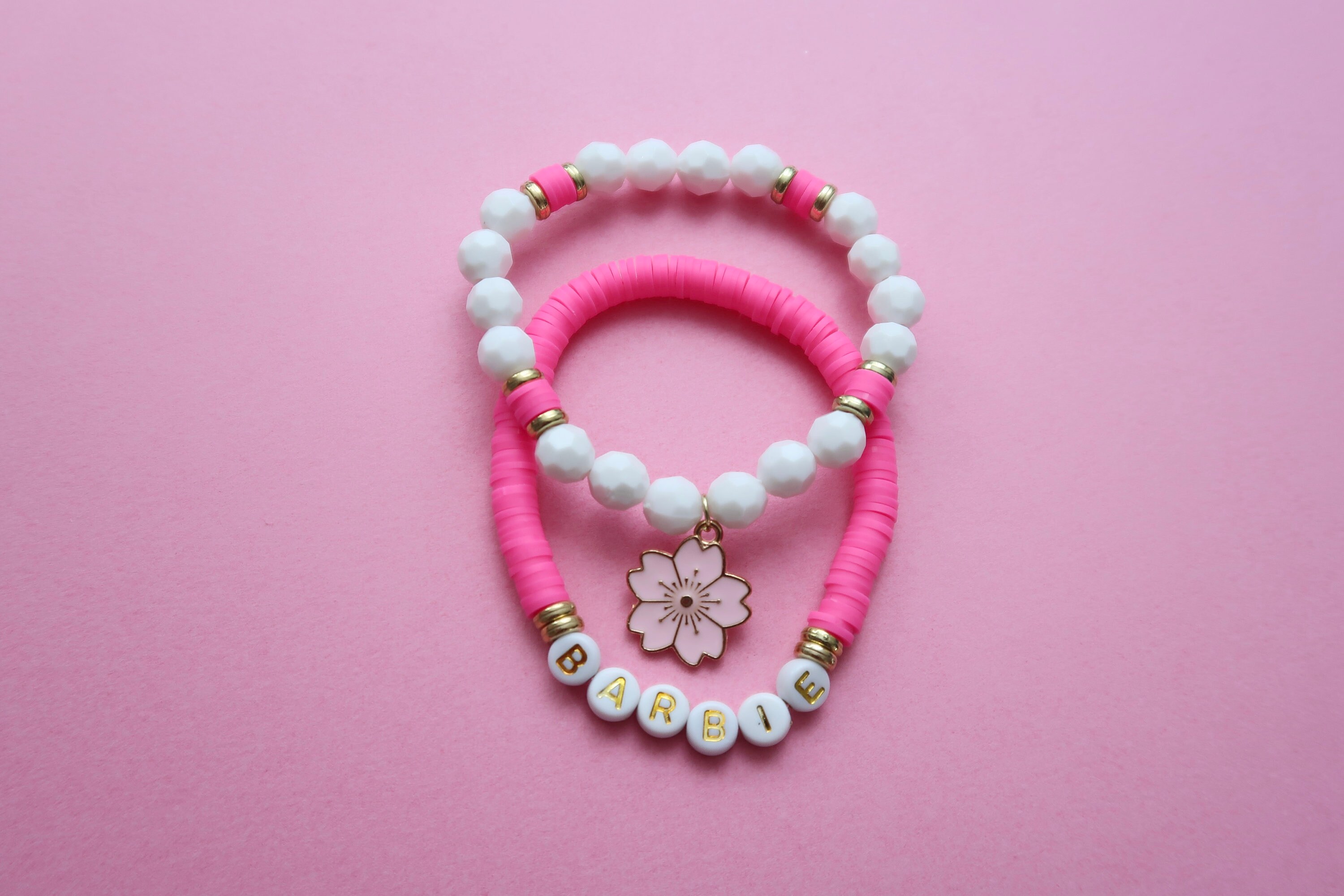 BARBIE Pink Bracelet Set Pink Color Bracelet Stackable - Etsy