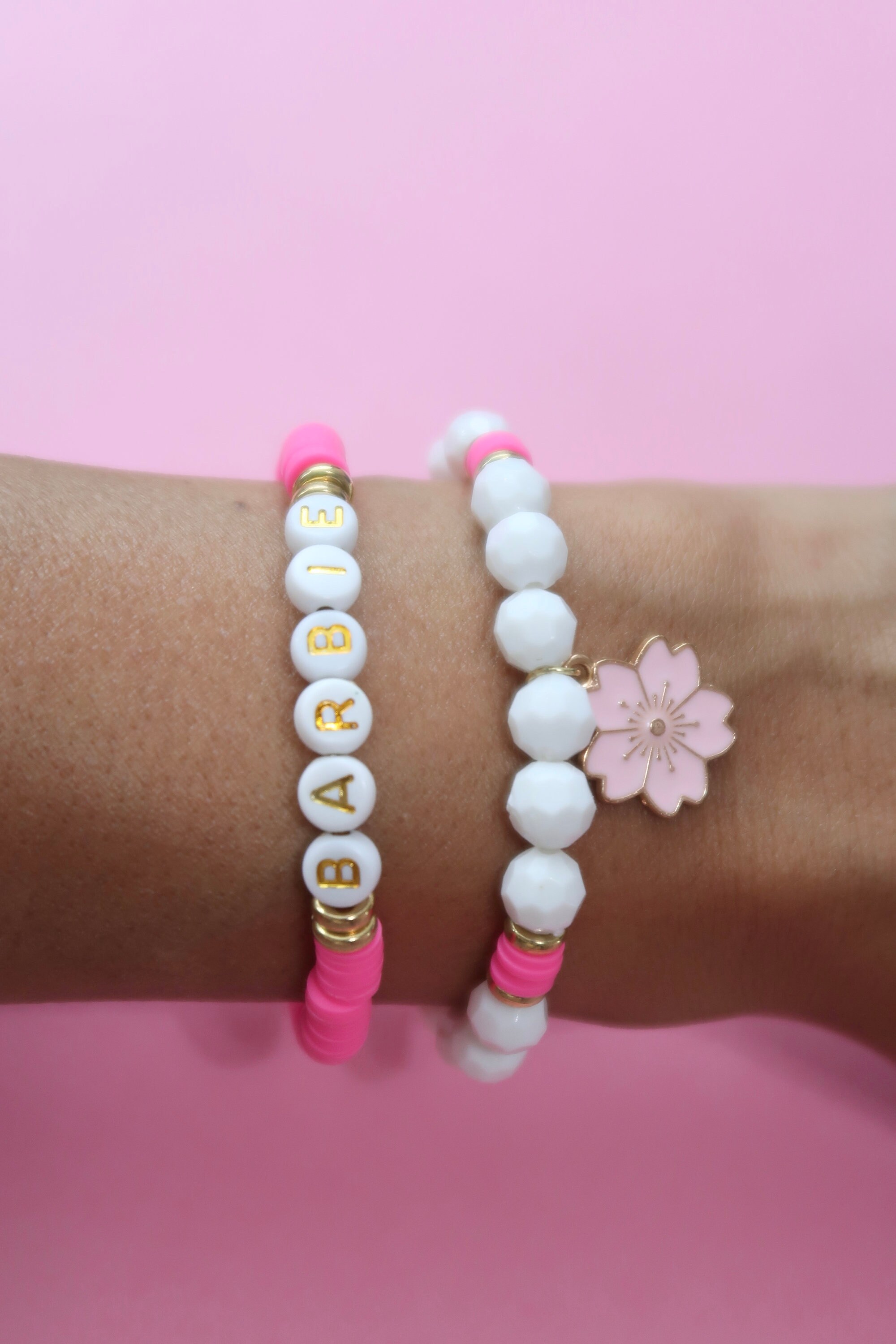 BARBIE Pink Bracelet Set Pink Color Bracelet Stackable - Etsy