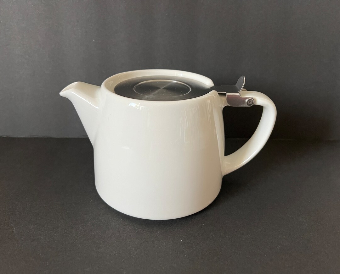 White Porcelain Ceramic Teapot With Stainless Steel Infuser, Tea for ...