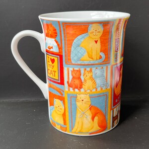 I Love My Cat Mug Design by Debbie Mumm Bright Orange and Blue Graphics ...