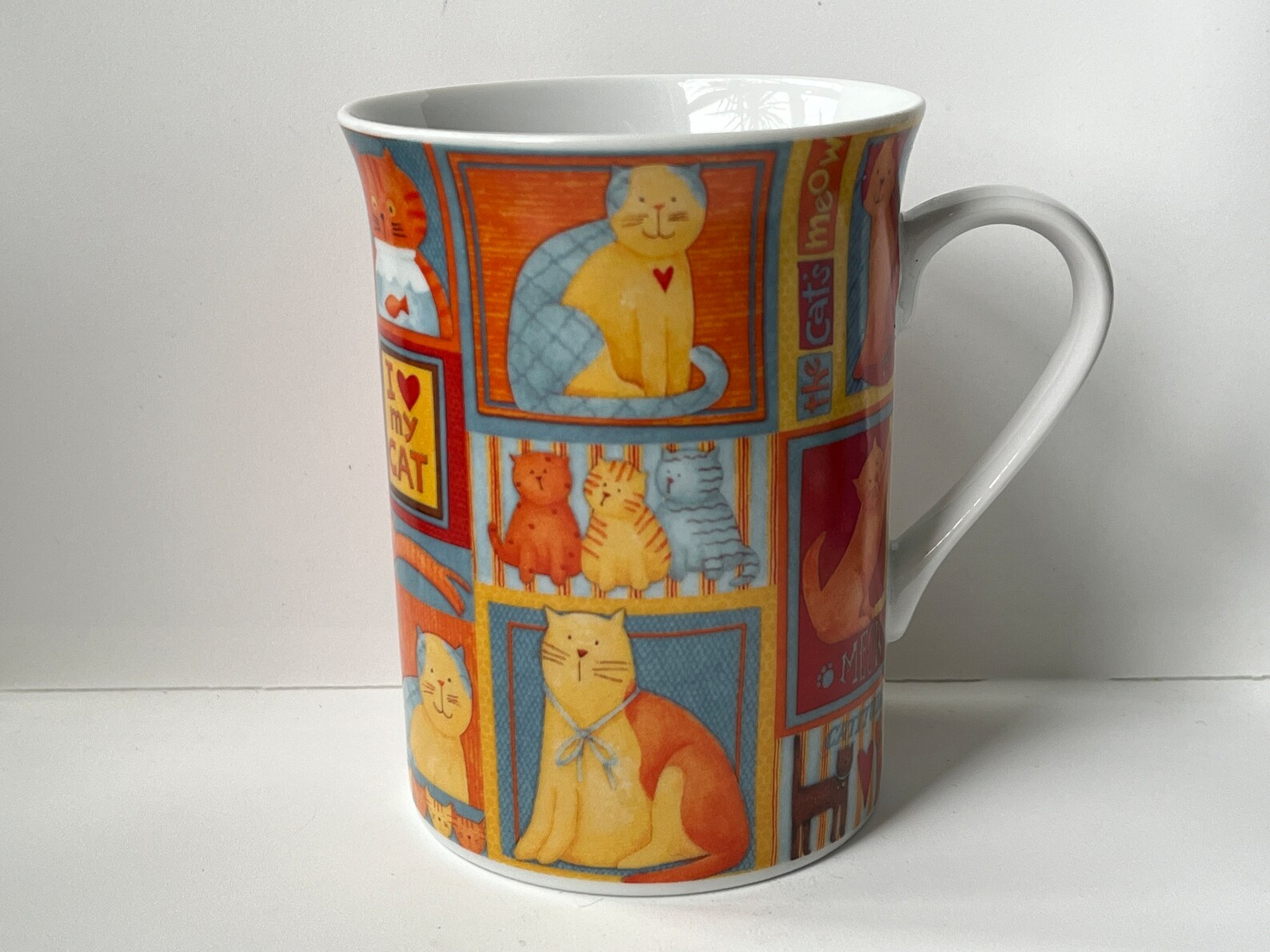 I Love My Cat Mug Design by Debbie Mumm Bright Orange and Blue Graphics ...