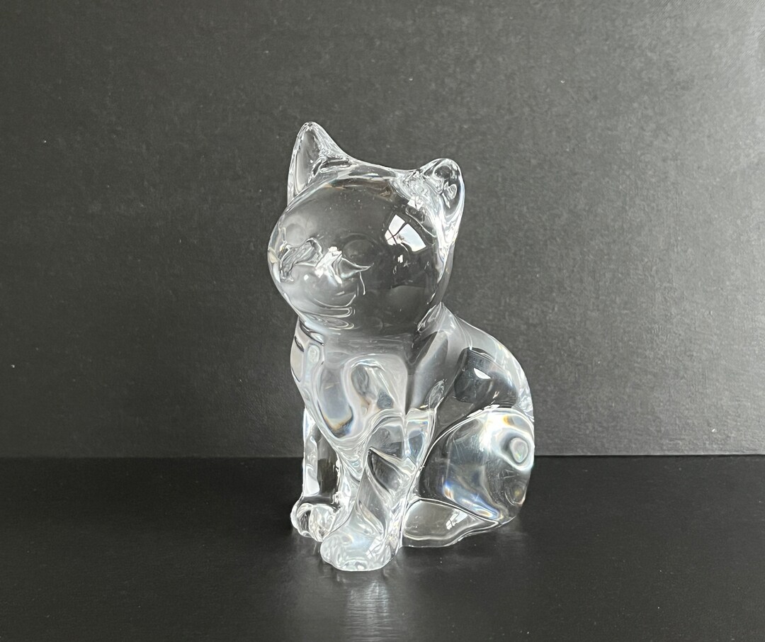 Vintage Glass Cat Figurine - Etsy