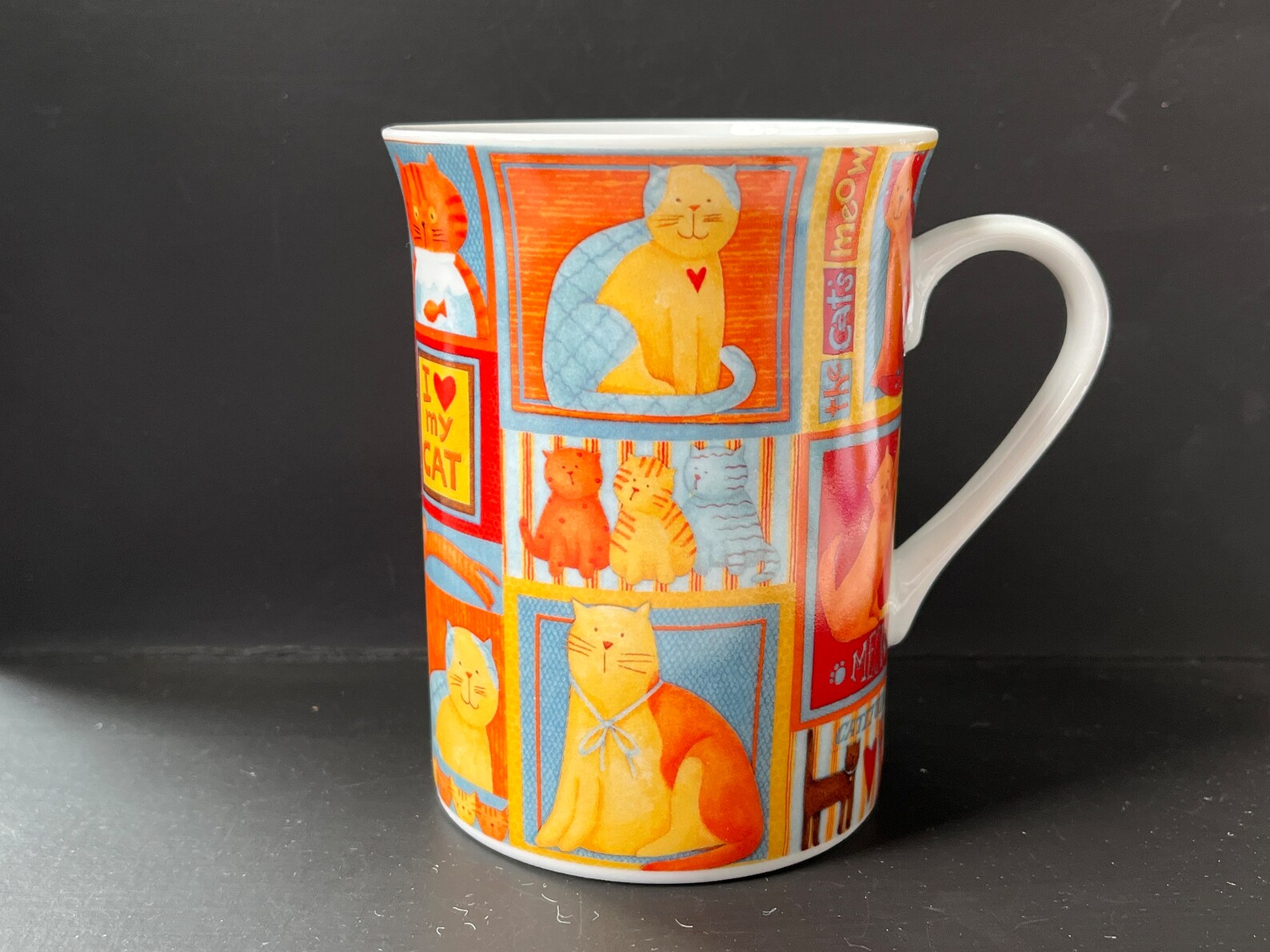I Love My Cat Mug Design by Debbie Mumm Bright Orange and Blue Graphics ...
