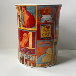 I Love My Cat Mug Design by Debbie Mumm Bright Orange and Blue Graphics ...