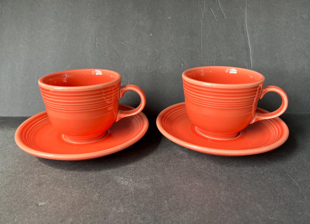 Fiesta Tea Cup & Saucer SET OF TWO Persimmon Orange, Retired Homer ...