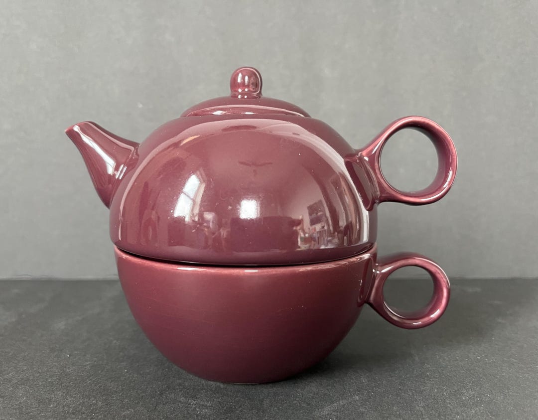 Vintage Stackable Tea Set for One, Cobalt Blue or Burgundy, by Old ...