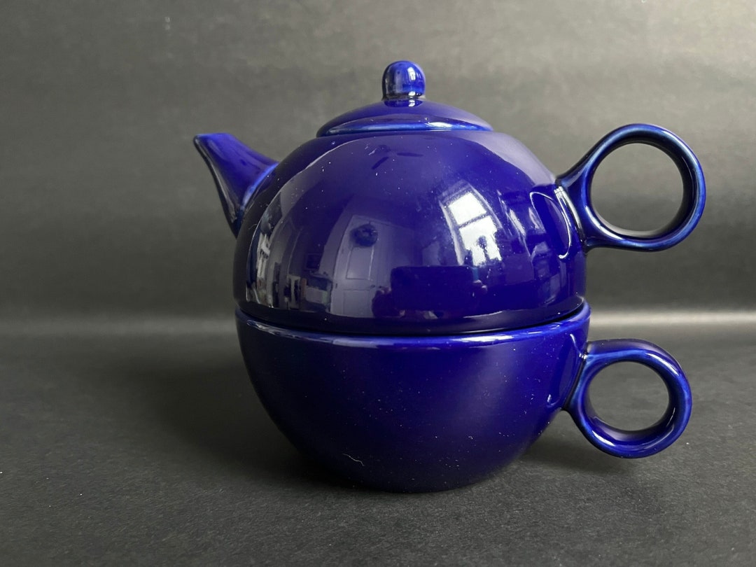 Stackable Tea Set for One, Cobalt Blue Old Amsterdam Pottery - Etsy