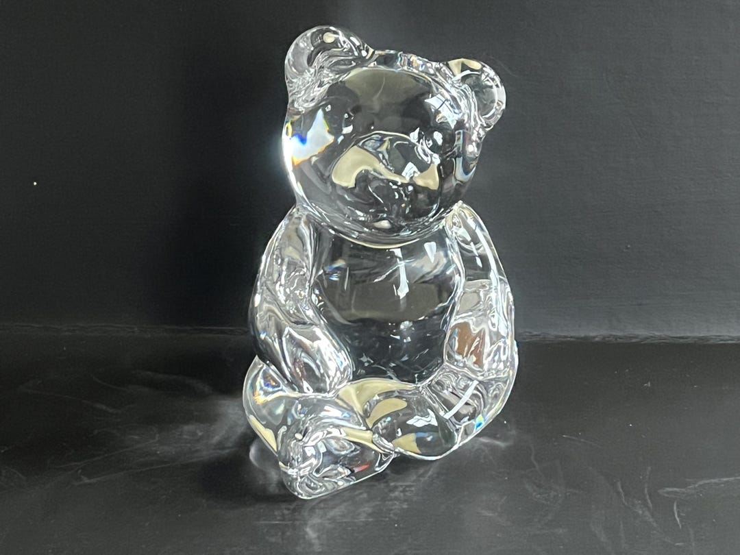 Vintage Glass Teddy Bear Figurine - Etsy
